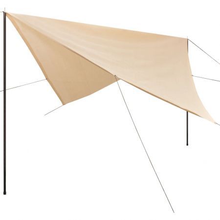 Sunshade Tarp with Poles HDPE Square 5x5 m Cream