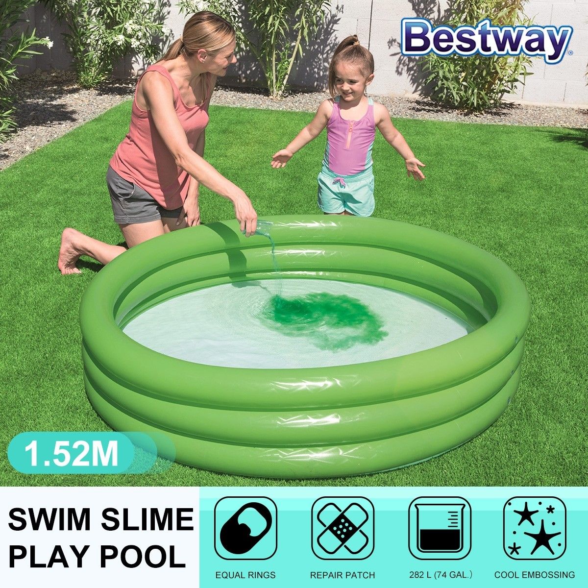 SWIM N' SLIME Play Pool Inflatable Toddler Swimming Pool Green