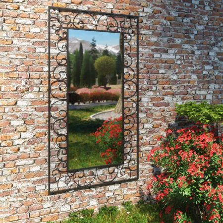 Garden Wall Mirror Rectangular 60x110 cm Black