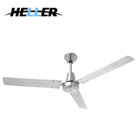 Heller Logan 1200mm 3 Blade Brushed Stainless Steel Ceiling Fan - White ...