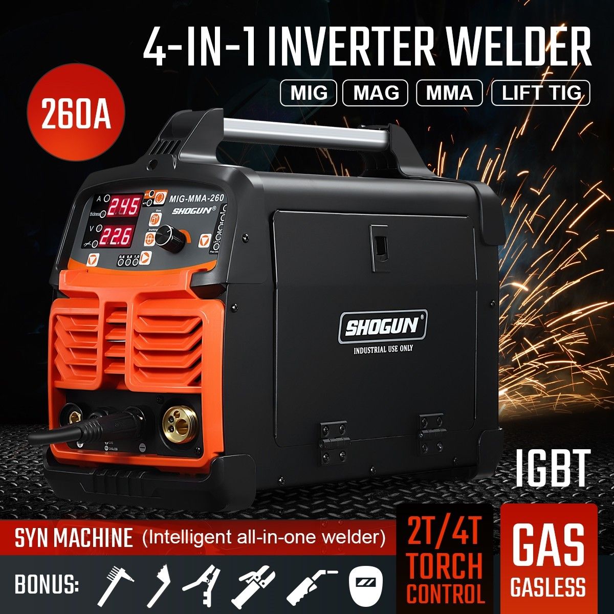 All IN One Welder MIG MAG TIG ARC MMA Gas Gasless 2T 4T Welding Machine