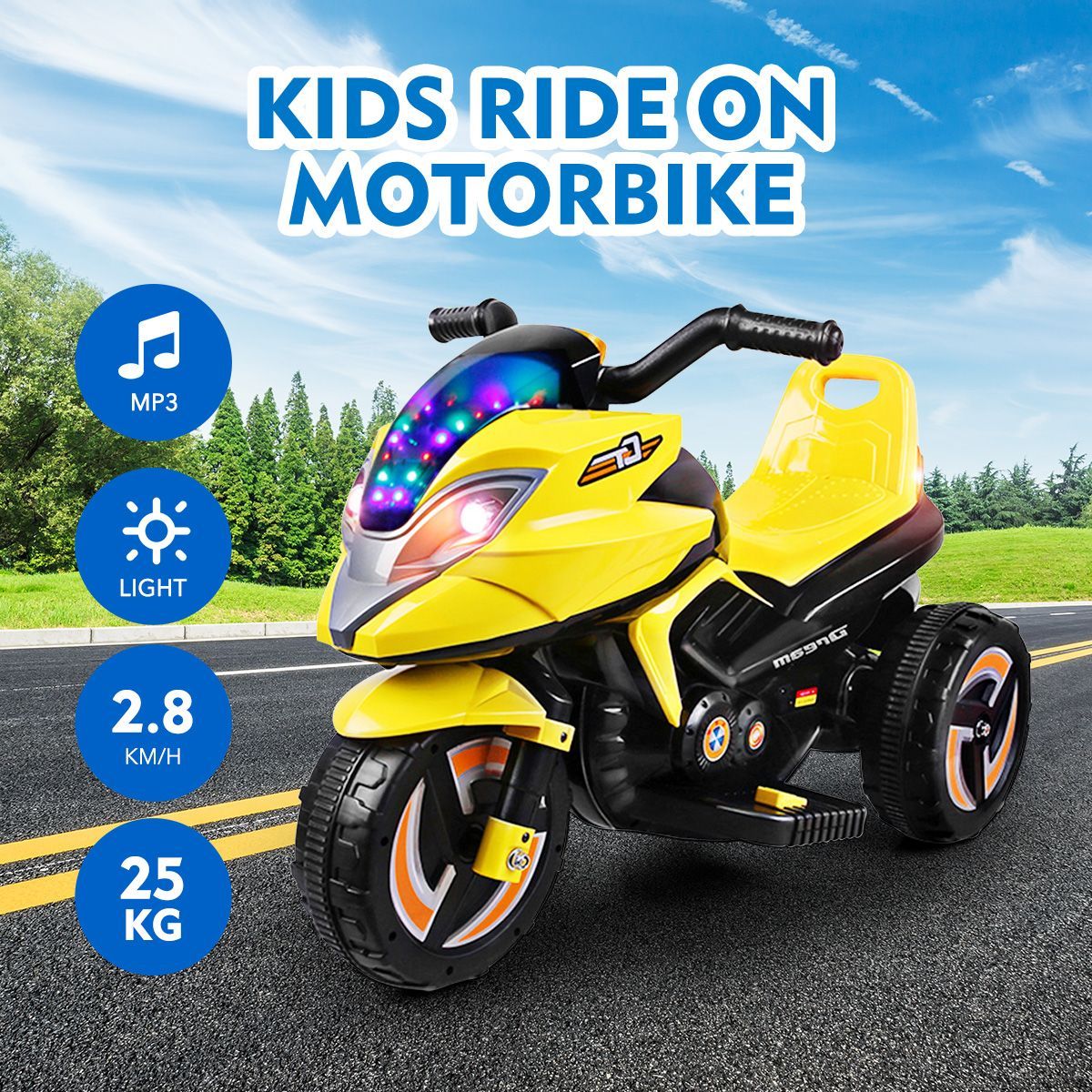 3 Wheel Motorized Kids Ride on Motorbike Child Toy