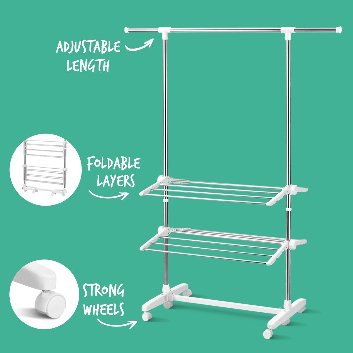 Foldable Clothes Rack 3-Tier Airer Portable Garment Drying Hanger Dryer ...