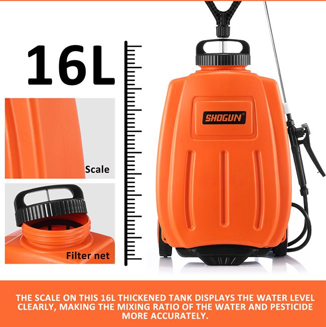 Garden Sprayer on Wheels 16L 12V Pump Weed Sprayer with Car Wash Brush ...