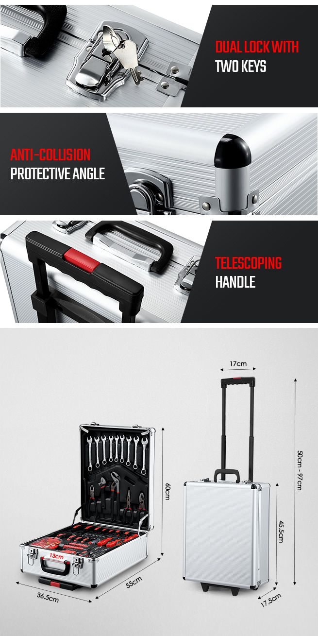 960-Piece Tool Kit Trolley Case 4-Tier Organiser Home Repair Storage ...