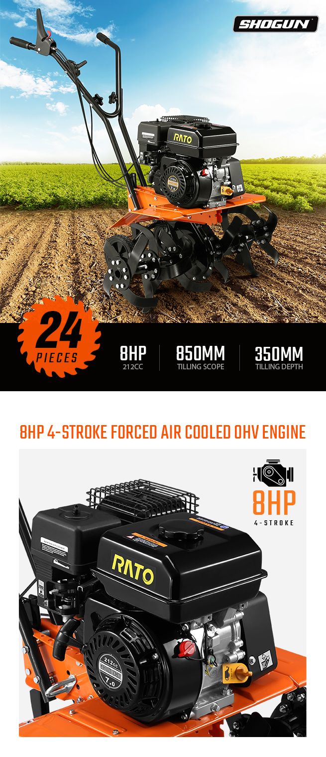 SHOGUN 8HP 4 Stroke Petrol Garden Cultivator Rotary Hoe | Crazy Sales