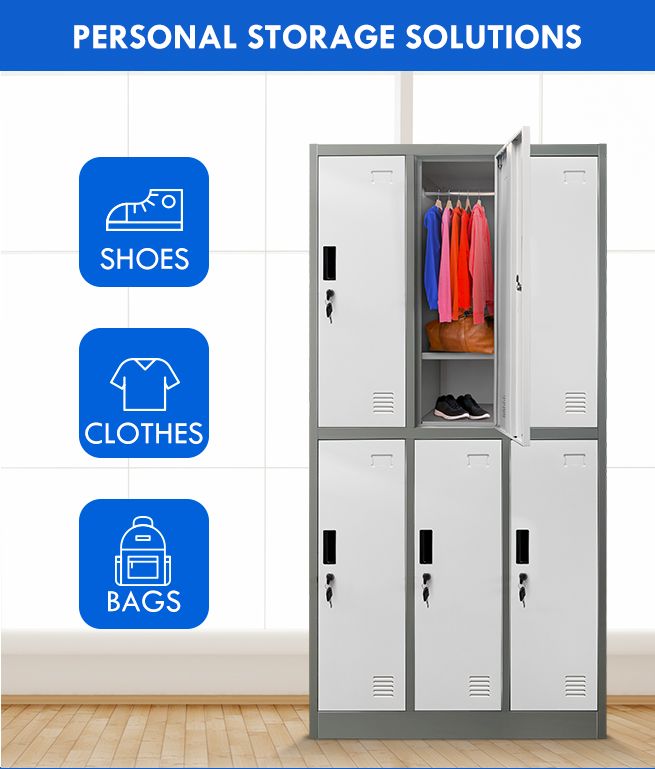 6 Doors Locker Cabinet Steel Storage Cupboard for Home Office School ...