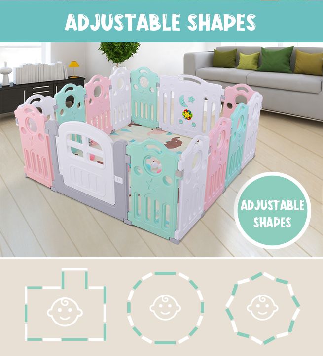 Kidbot 14-Panel Baby Child Toddler Playpen Activity Centre w/ Games ...