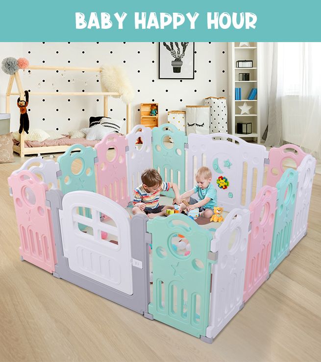 Kidbot 14-Panel Baby Child Toddler Playpen Activity Centre w/ Games ...