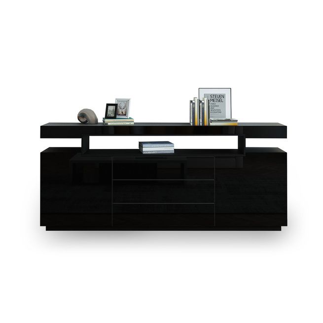200cm Sideboard Buffet Cabinet High Gloss Front Storage Cupboard 2 ...