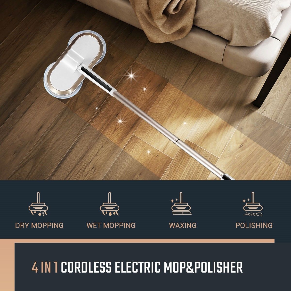 4-in-1 Electric Cordless Mop Dry Wet Mopping Floor Polishing Waxing ...