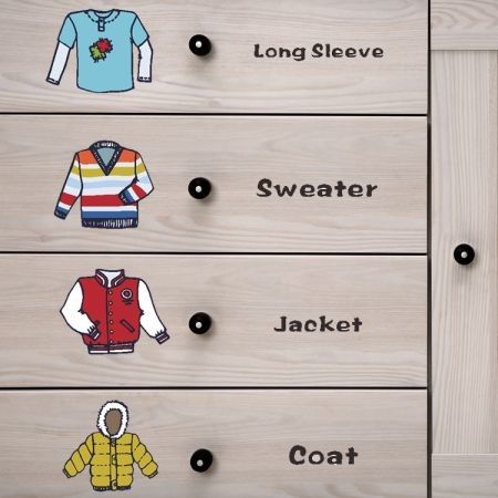 Boys Clothing Label and Alphabet Wall Sticker Wardrobe Classification ...