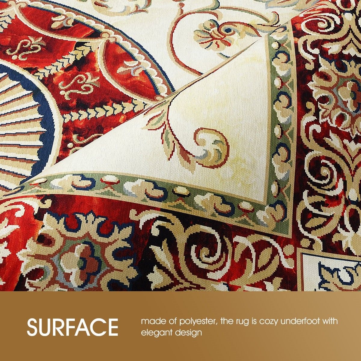 2x3m Soft Floor Area Rug Royal Red Traditional Carpet Anti-slip Mat ...