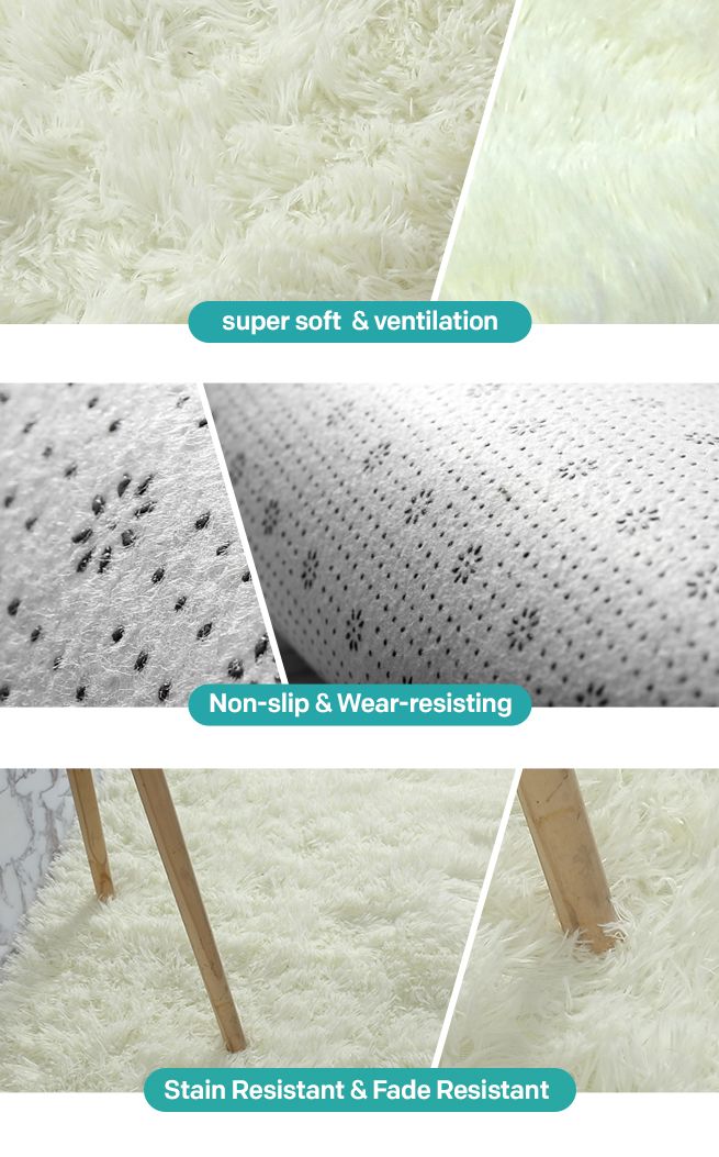 Creamy White 1.6x2.3m Fluffy Shaggy Rug Carpet Soft Area Rug Anti-slip ...