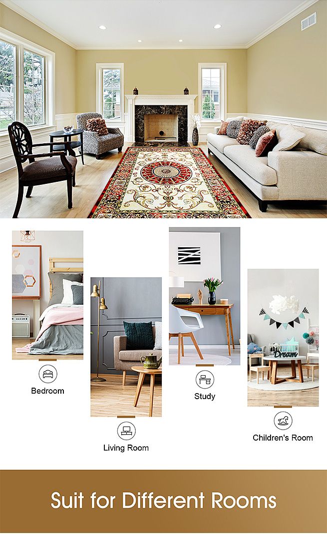 2x3m Soft Floor Area Rug Royal Red Traditional Carpet Anti-slip Mat ...