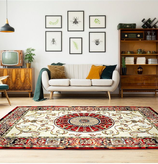 2x3m Soft Floor Area Rug Royal Red Traditional Carpet Anti-slip Mat ...