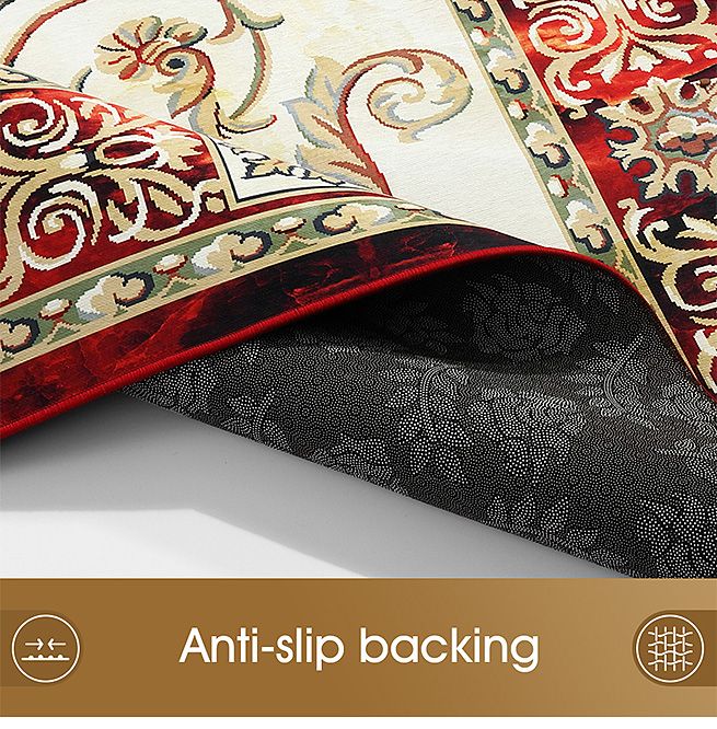 2x3m Soft Floor Area Rug Royal Red Traditional Carpet Anti-slip Mat ...