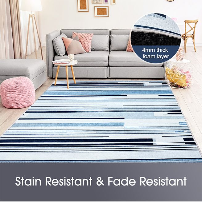 2x3m Large Soft Short Pile Floor Rug Multi Striped Area Rug Carpet ...