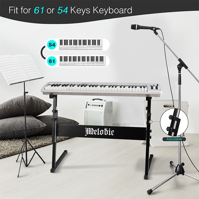 Z Style Keyboard Stand for 54/61 Keys Keyboard Piano Height Adjustable ...