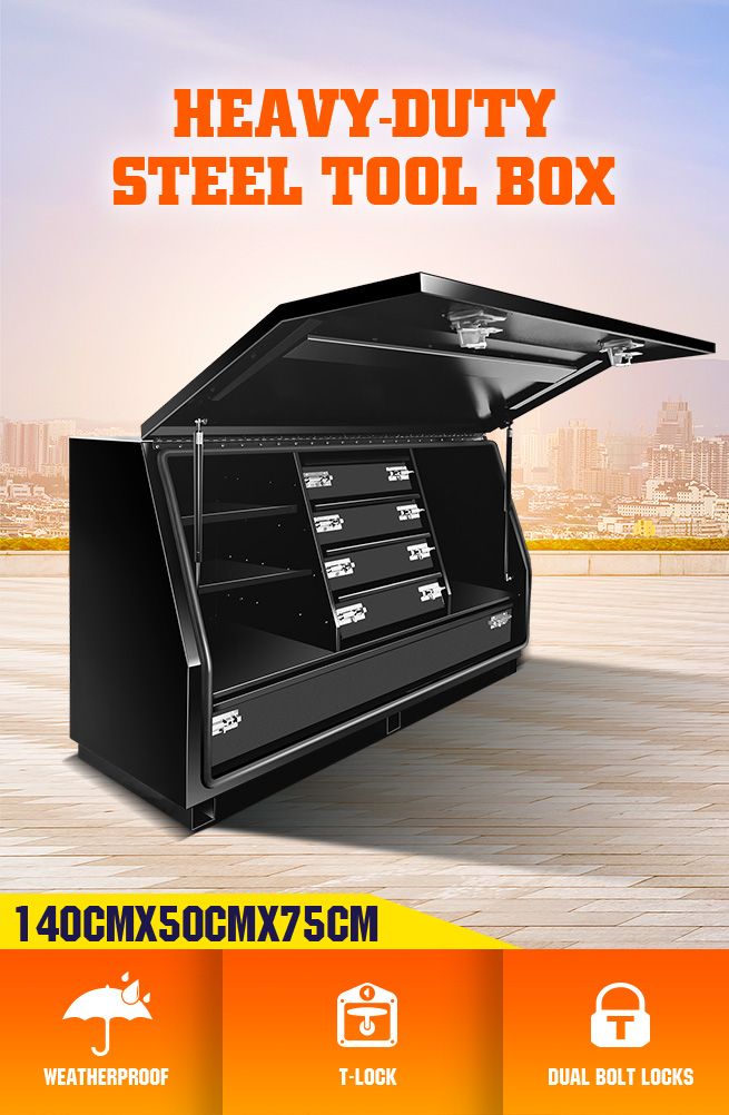 Truck Ute Steel Tool Boxes Storage Checker Plate Toolbox 140cm x 50cm x ...
