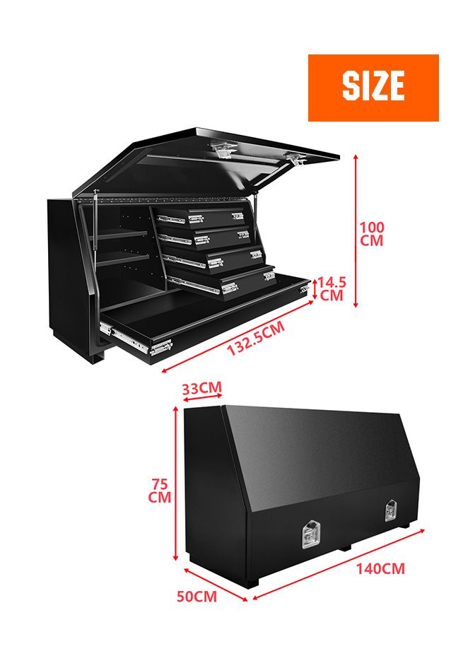 Truck Ute Steel Tool Boxes Storage Checker Plate Toolbox 140cm x 50cm x ...