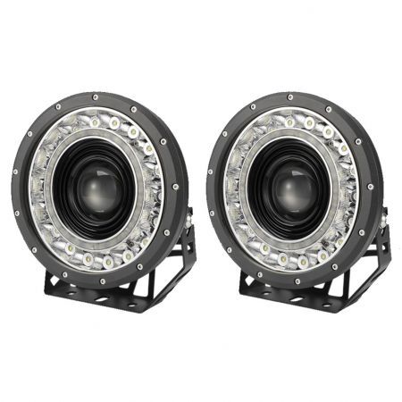 Pair 9 inch CREE LED Driving Lights Spot Round Black Spotlights 4x4 SUV ...