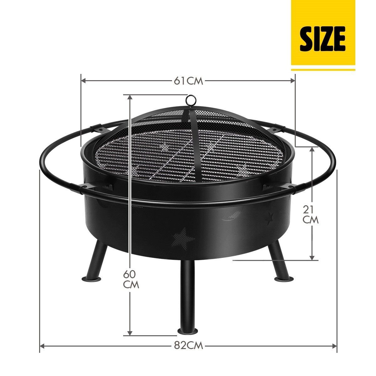 32" 2-in-1 Fire Pit BBQ Grill Outdoor Fireplace Brazier Portable ...