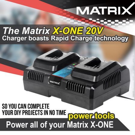 Matrix 20V Cordless Battery Charger 2.2A X-ONE Lithium Dual Garden ...