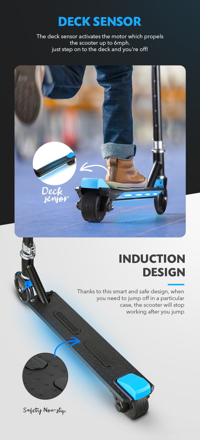 2-Wheel Electric Kick-to-Start Scooter Motorised Scooter for Kids with ...