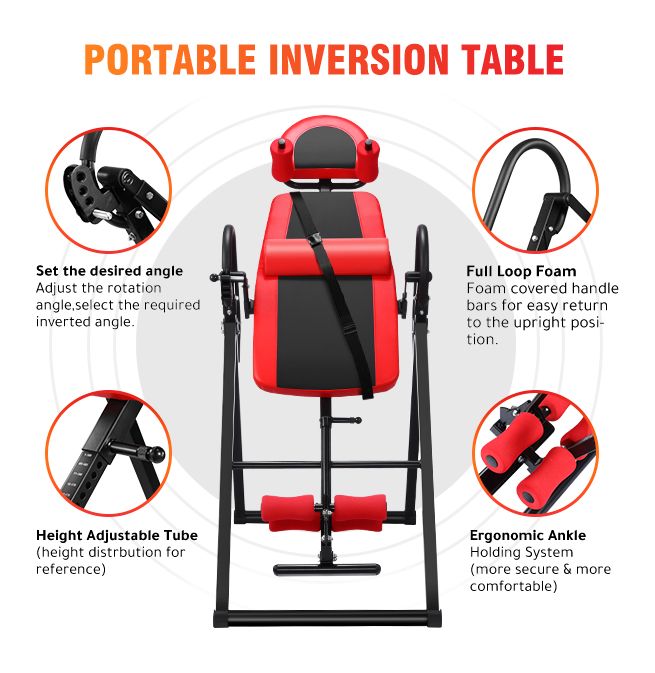 Genki Heavy Duty Folding Inversion Gravity Table 180-Degree Inversion ...