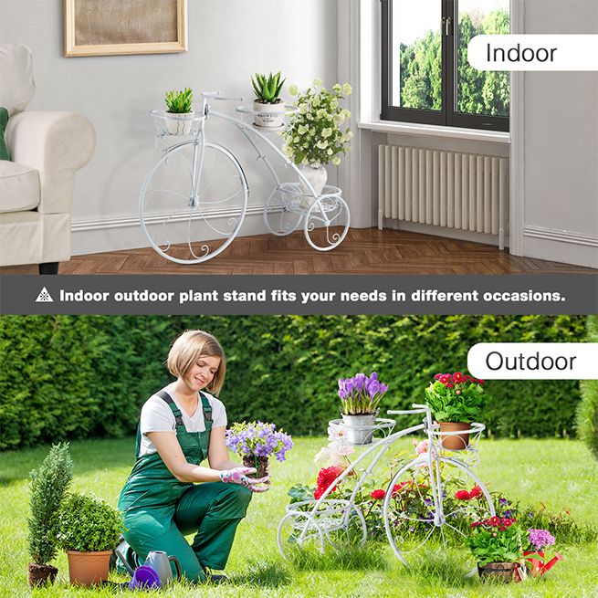 3 Tier Bicycle Shape Plant Stand Metal Flower Pot Holder Display Rack ...
