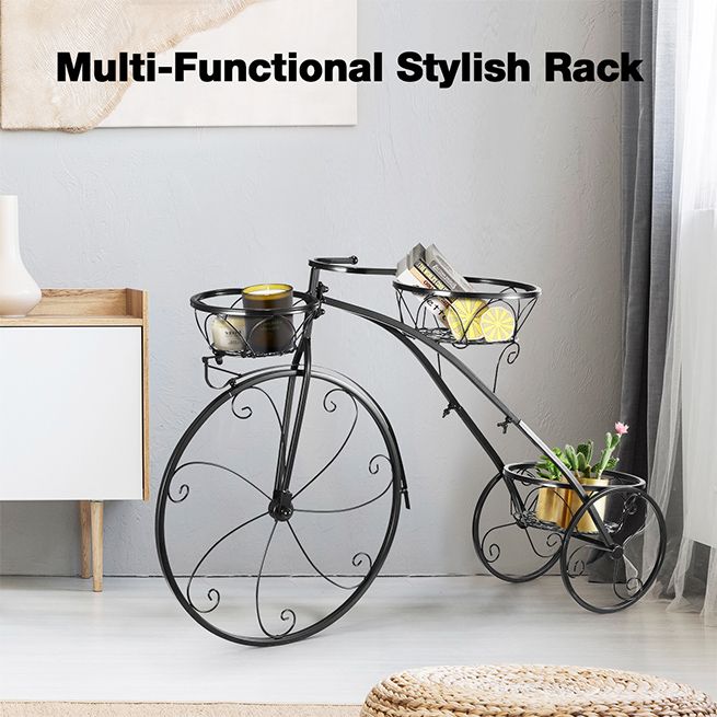 3 Tier Bicycle Shape Plant Stand Metal Flower Pot Holder Display Rack ...