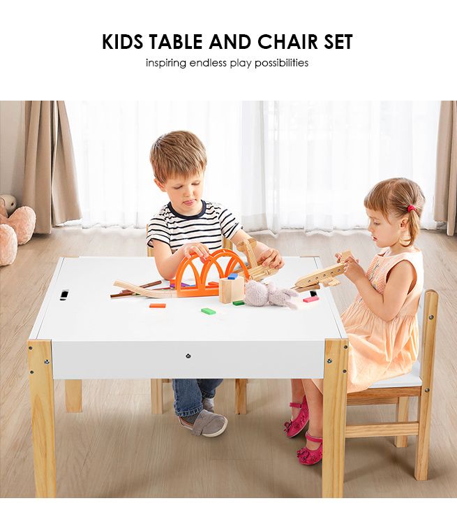 Kidbot Kids Activity Table and 2 Chairs Set Chalkboard Play Toys ...