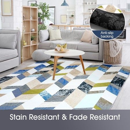 1.6x2.3m Large Floor Rug Super Soft Short Area Rug Multi Striped Carpet ...