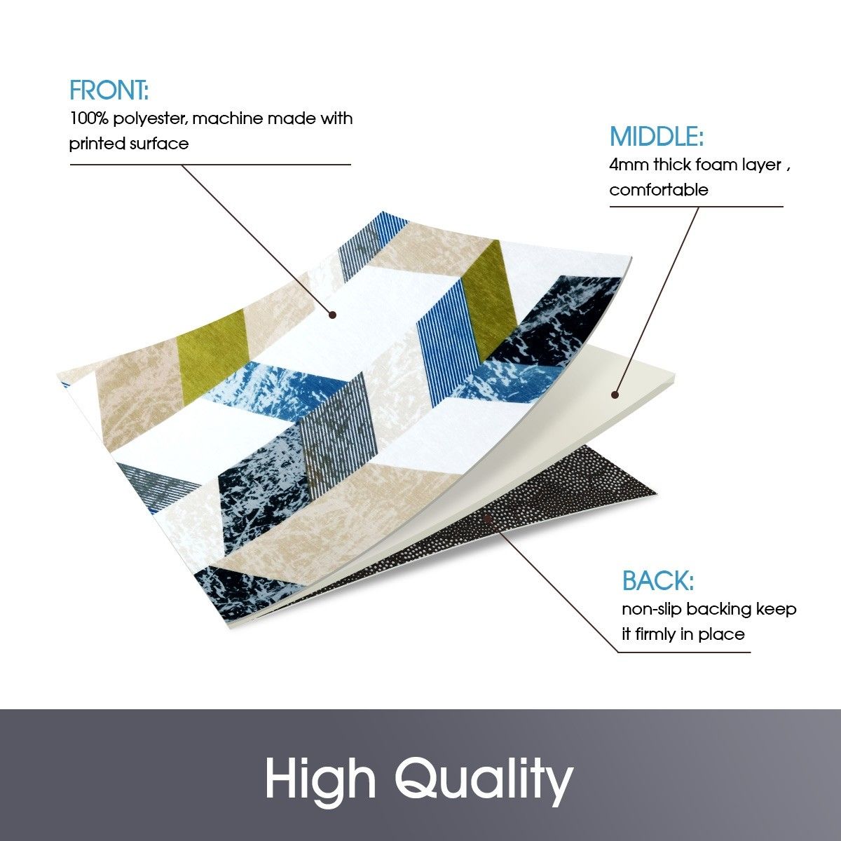 1.6x2.3m Large Floor Rug Super Soft Short Area Rug Multi Striped Carpet ...