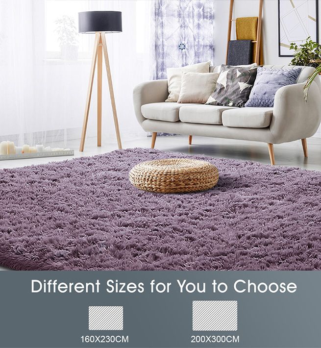2x3m Fluffy Shaggy Rug Carpet Soft Area Rug Anti-Slip Floor Mat for ...