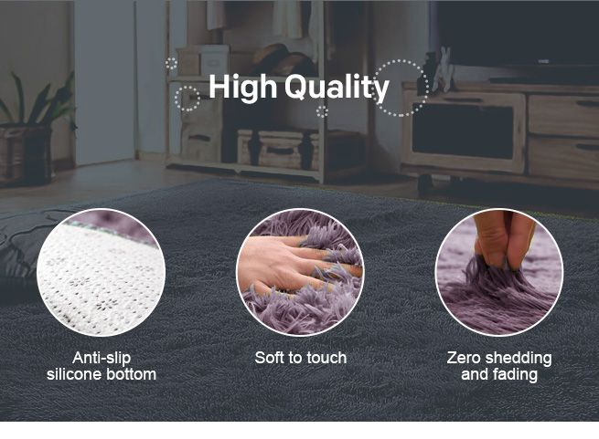 2x3m Fluffy Shaggy Rug Carpet Soft Area Rug Anti-Slip Floor Mat for ...