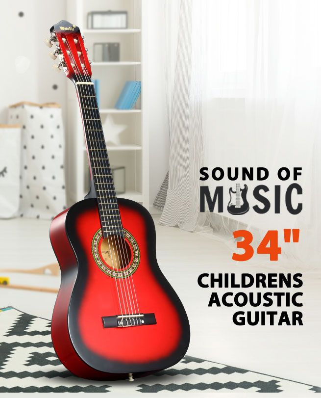 Melodic 34inch Kids Acoustic Guitar 6 Strings Tuner Cutaway Wooden Kids ...