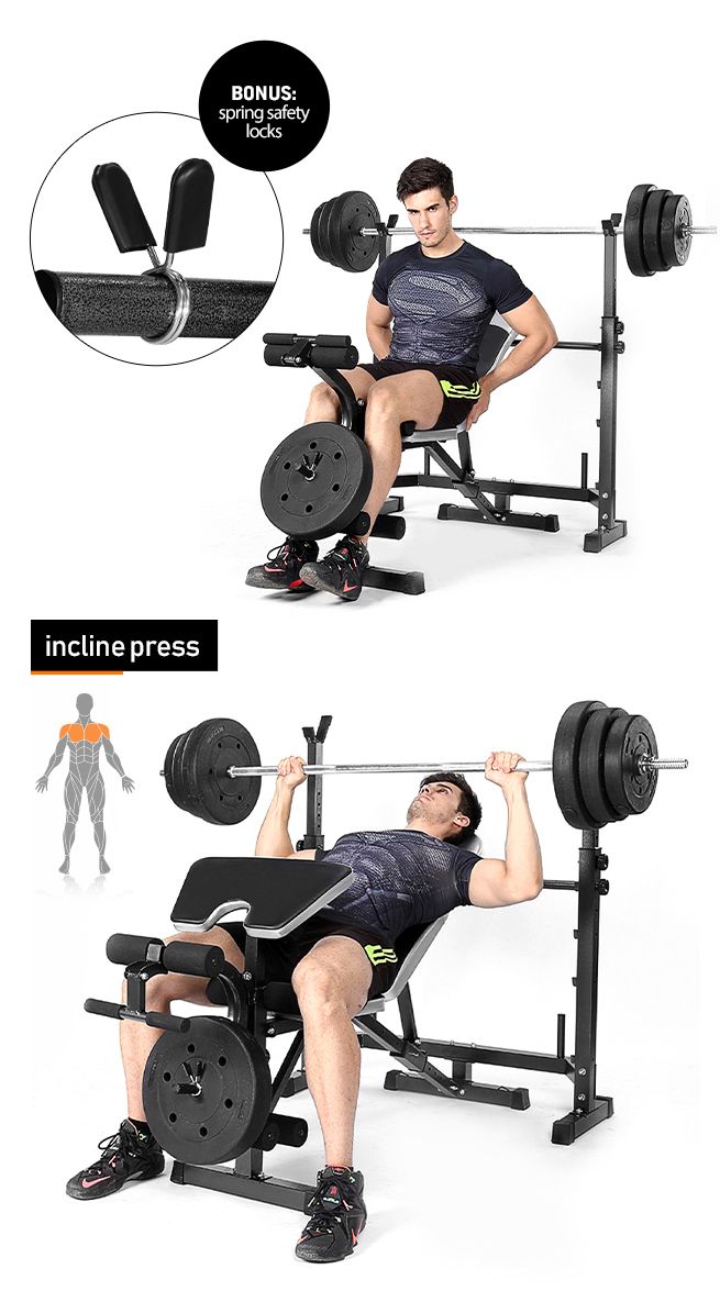 Genki Multi-Station Weight Bench Home Gym Fitness Equipment Black ...