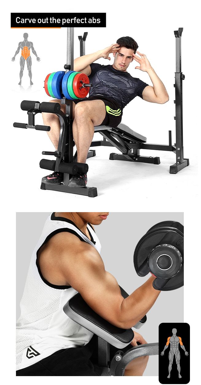 Genki Multi-Station Weight Bench Home Gym Fitness Equipment Black ...