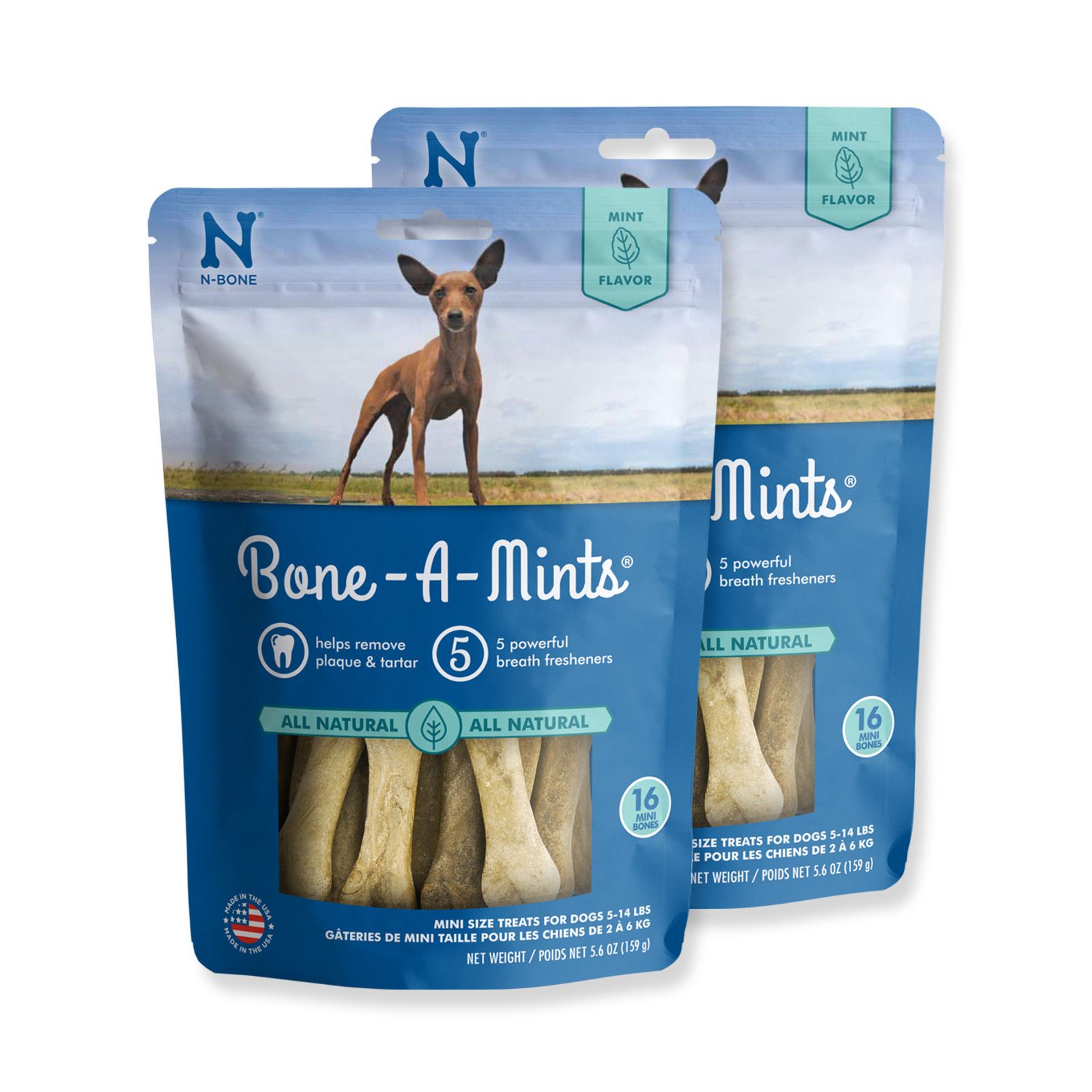 2X Bone-A-Mints Dental Bones Mint Flavor - Mini - 16 pk