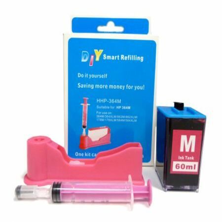 DIY Ink Refill Kit for HP 564 Magenta Inkjet Printer Cartridge - 20 Refills