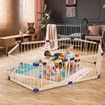Kidbot 8-Panel Wooden Baby Playpen Kids Activity Play Center Safety ...