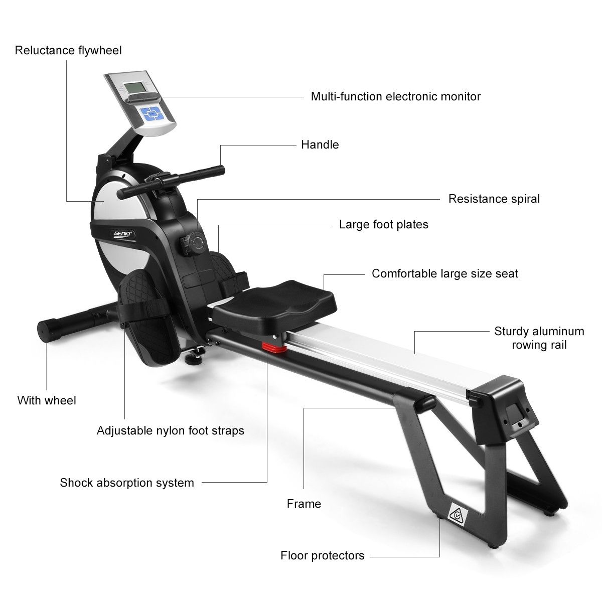 Genki Magnetic Rowing Machine Home Gym Exercise Equipment Rower Workout ...