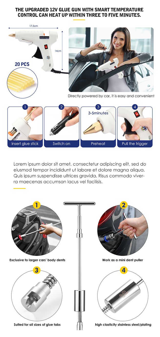 Professional 102 Pieces PDR Paintless Dent Repair Tool Kit Car Dent Removal Puller | Crazy Sales