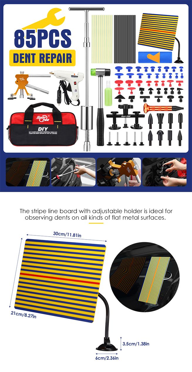 Professional 85 Pieces PDR Paintless Dent Repair Tool Kit Car Dent ...