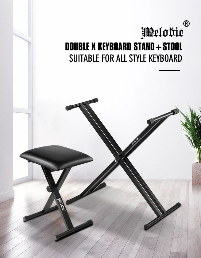 Melodic Adjustable Keyboard Stand Portable Piano Stool X-Shaped Bench ...