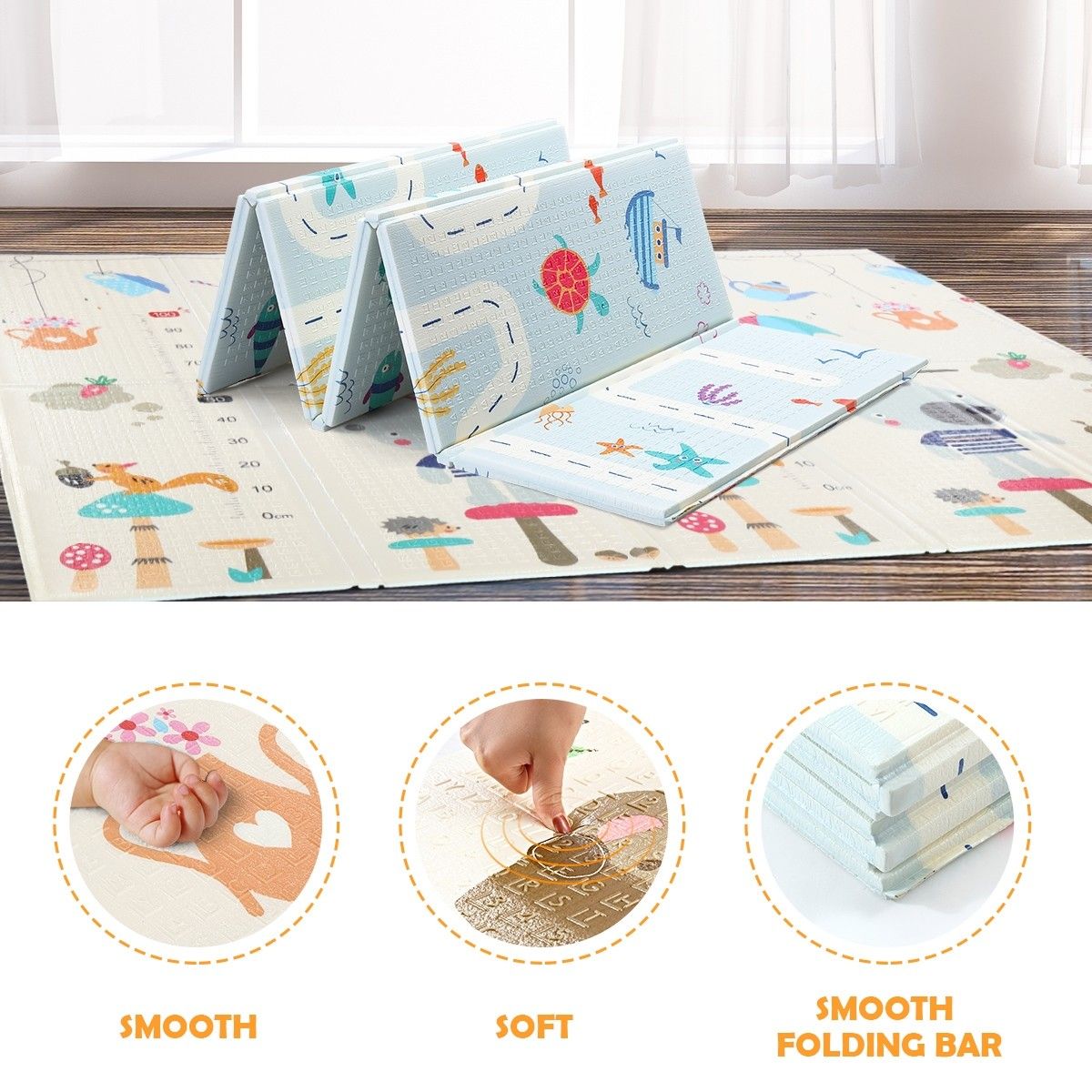 200cmx180cm 15mm Thick Reversible Baby Play Mat Kids Activity Gym ...