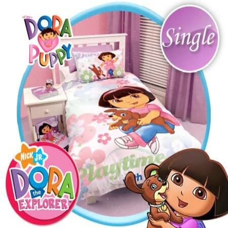 Licensed Nickelodeon Dora the Explorer Puppy Design Kids Bed Quilt ...