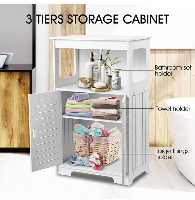 Freestanding Bathroom Cabinet Storage Shelf Organiser Stand Waterproof ...